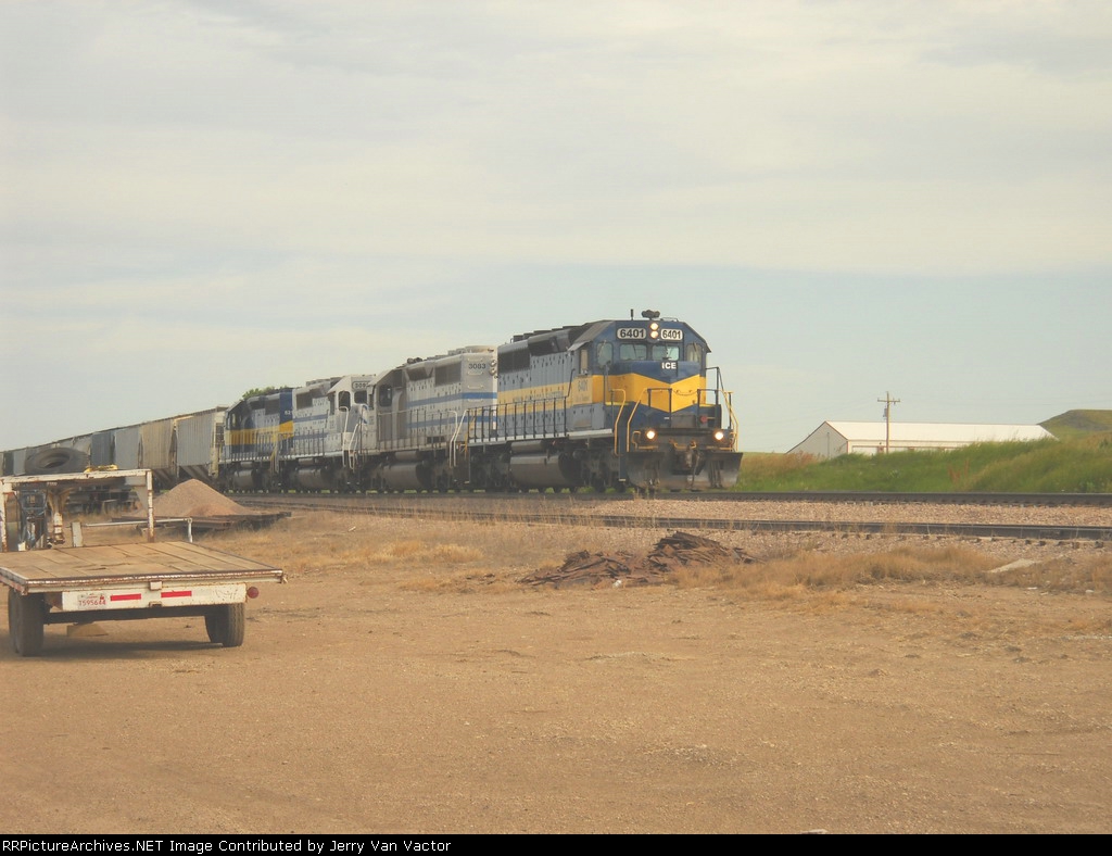ICE 6401 is the lead eb from Colony WY nr the Livestock Exchange